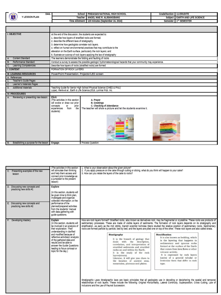 14formation of Rock Layers | PDF | Rock (Geology) | Stratigraphy
