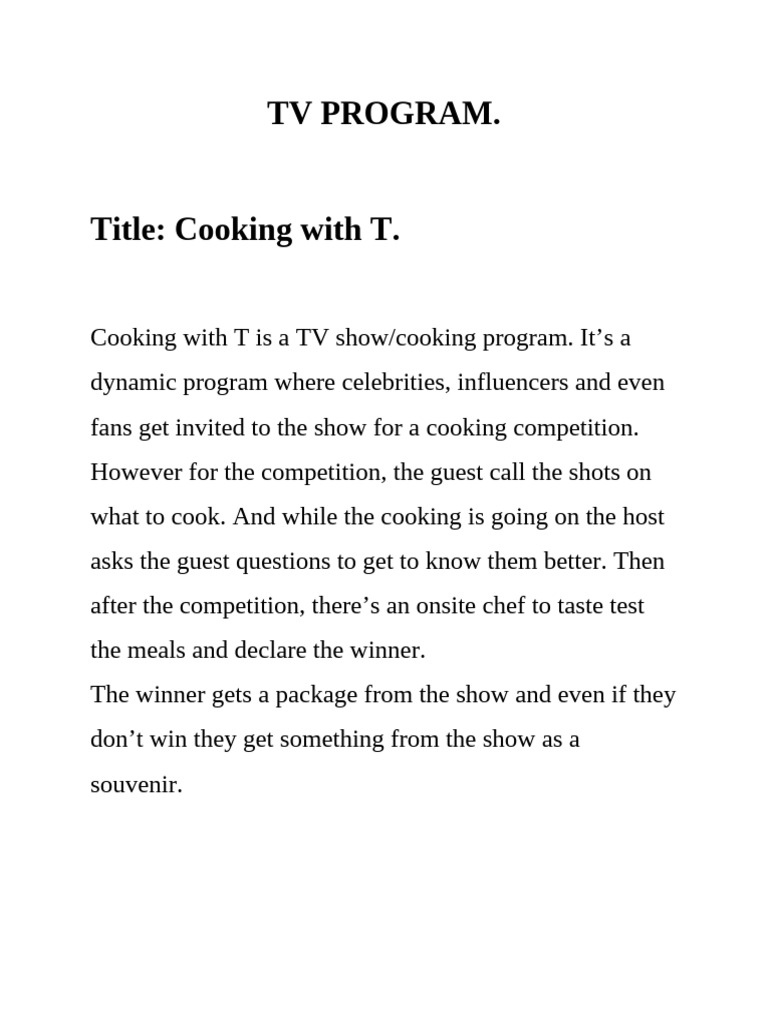 TV PROGRAM - For TV Production | PDF