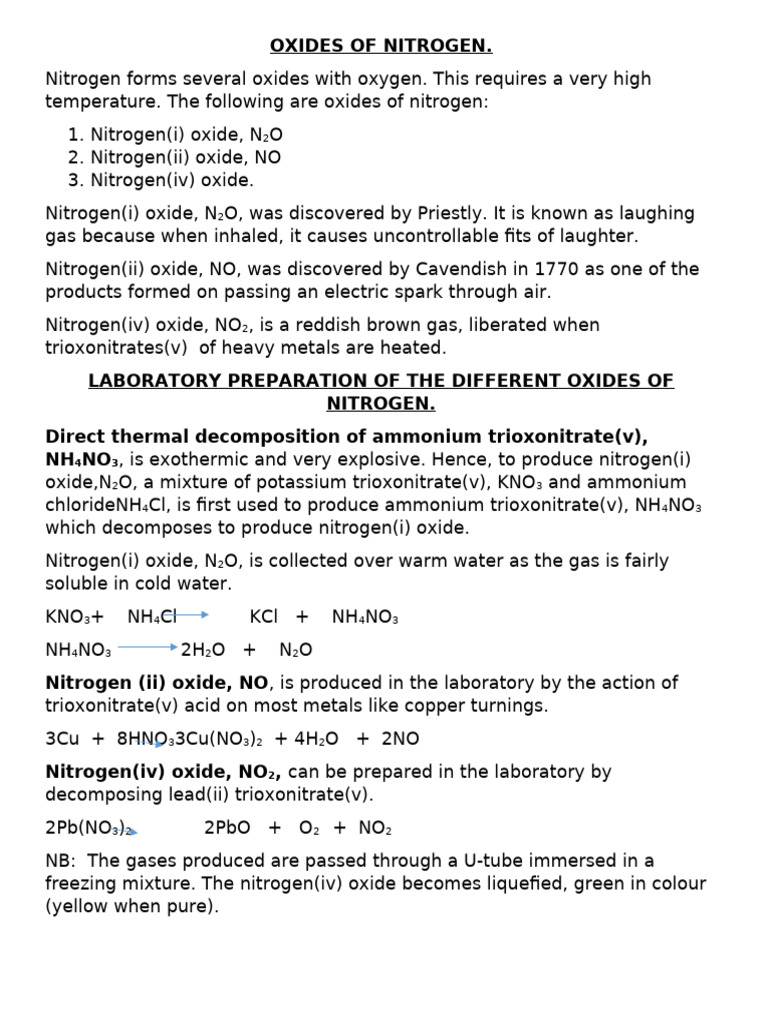 Oxides of Nitrogen | PDF | Nitrogen | Combustion
