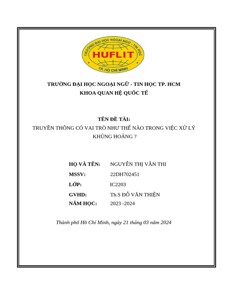 Cover Page HUFLIT 1 | PDF