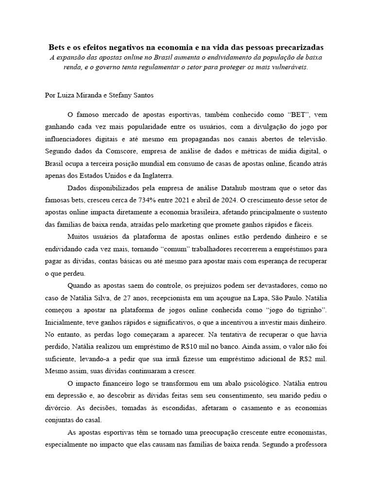 Matéria Bets | PDF | Empréstimos | Economia