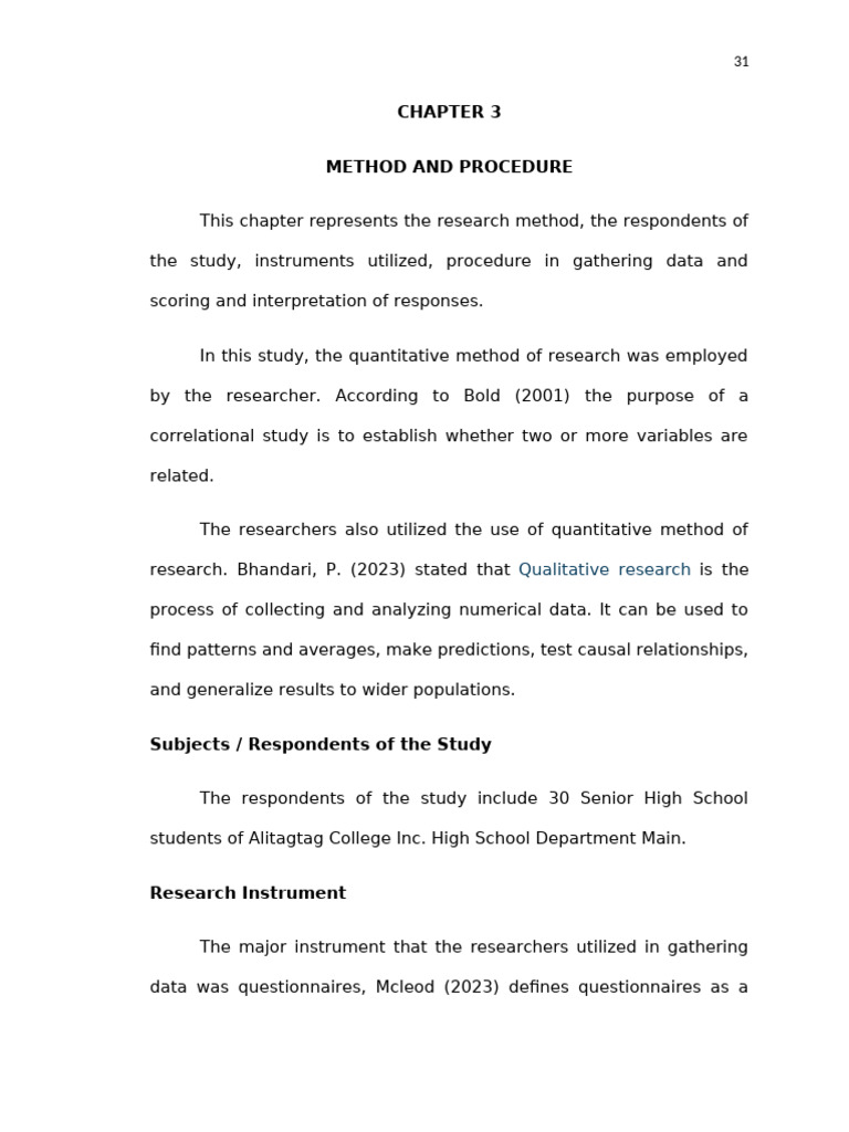 CHAPTER-3-G2-HUMSS | PDF | Questionnaire | Quantitative Research