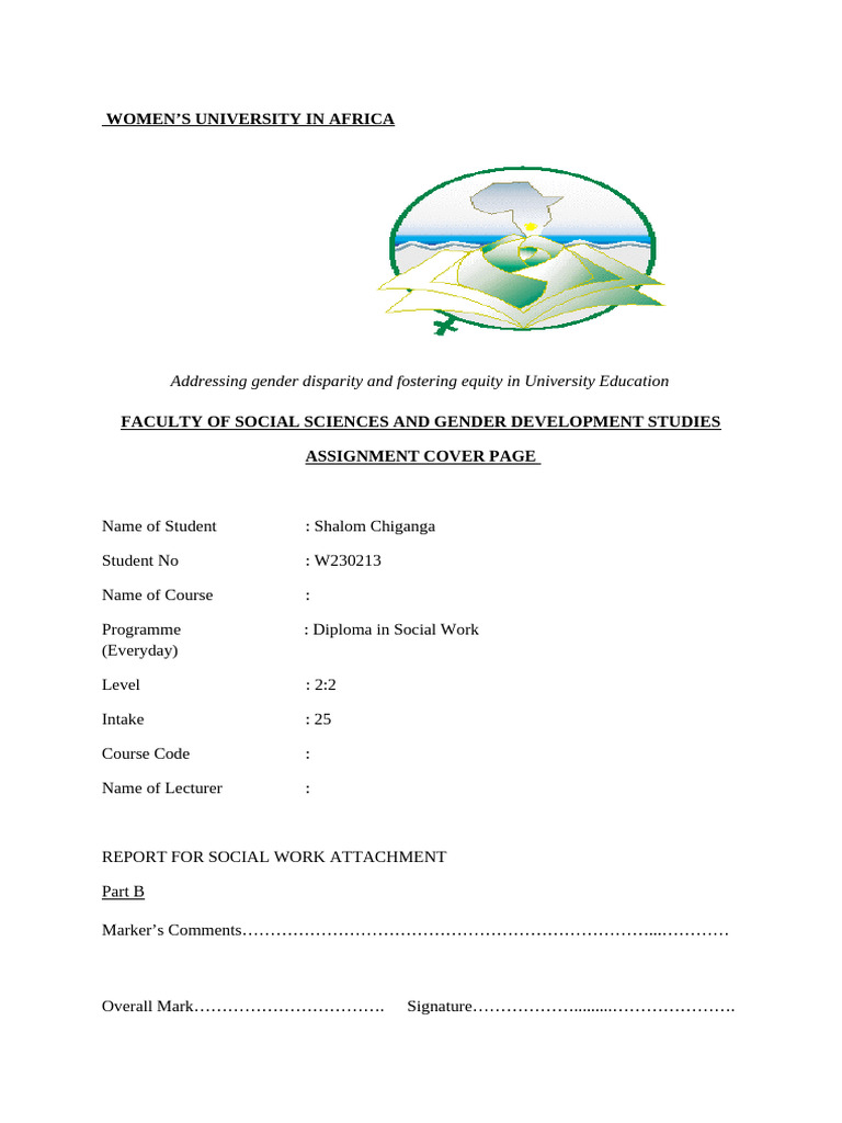 Wua Student Cover Page | PDF | Social Work | Psychology