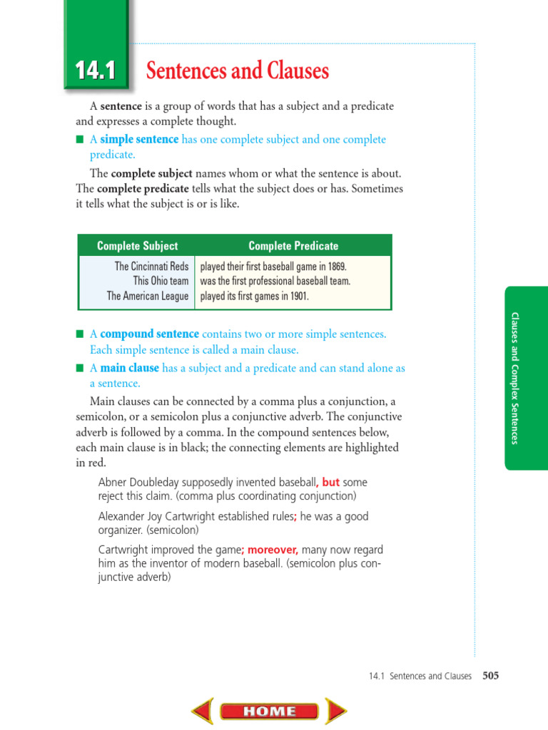 Understanding Sentences and Clauses | PDF | Sports & Recreation