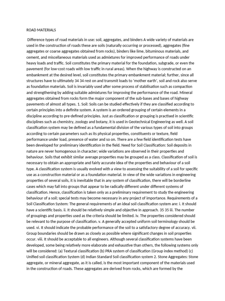 ROAD MATERIALS | PDF | Rock (Geology) | Concrete