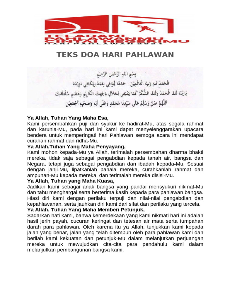 Teks Doa Hari Pahlawan | PDF