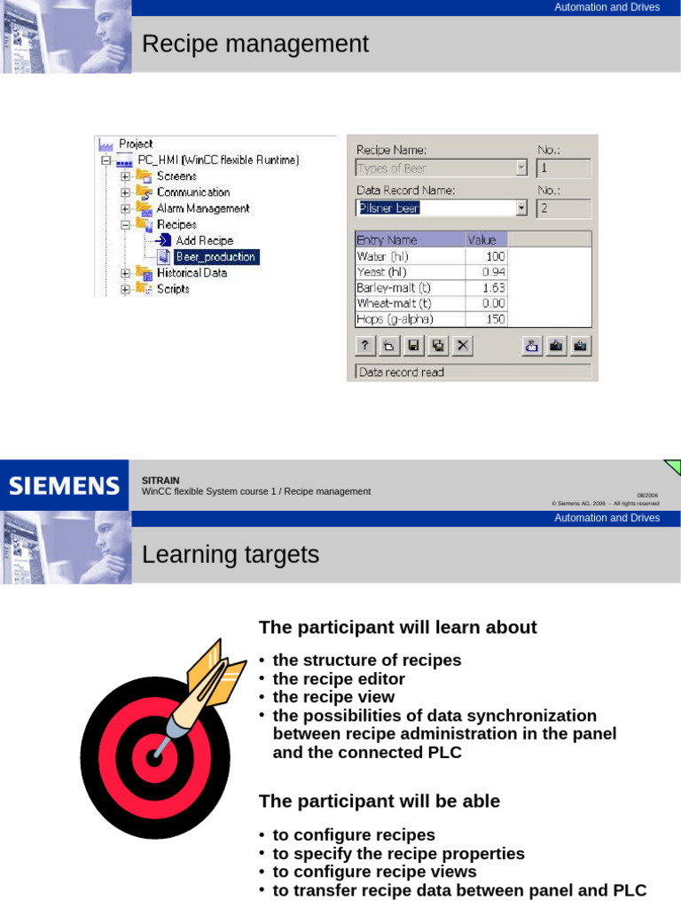 Siemens HMI Recipe Management Guide | PDF | Programmable Logic ...