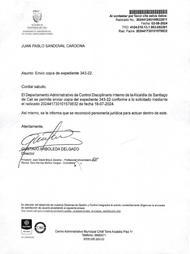 Acuse de Recibido No. 605 | PDF