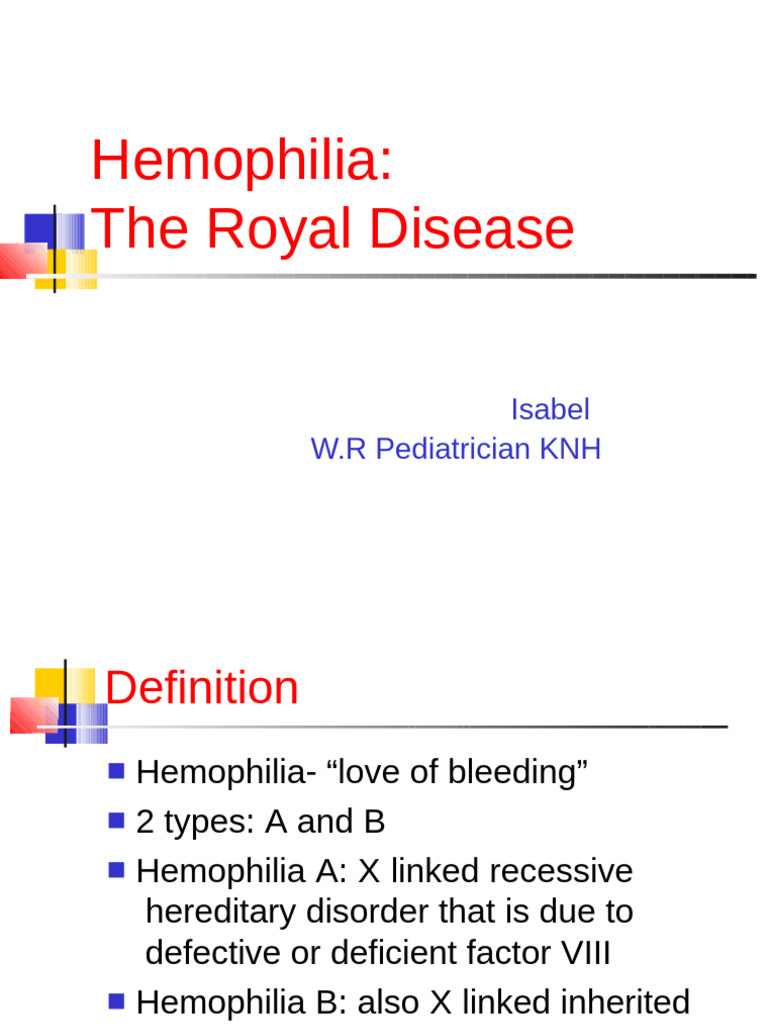 Hemophiliaa PPT 111 1 | PDF | Haemophilia | Bleeding