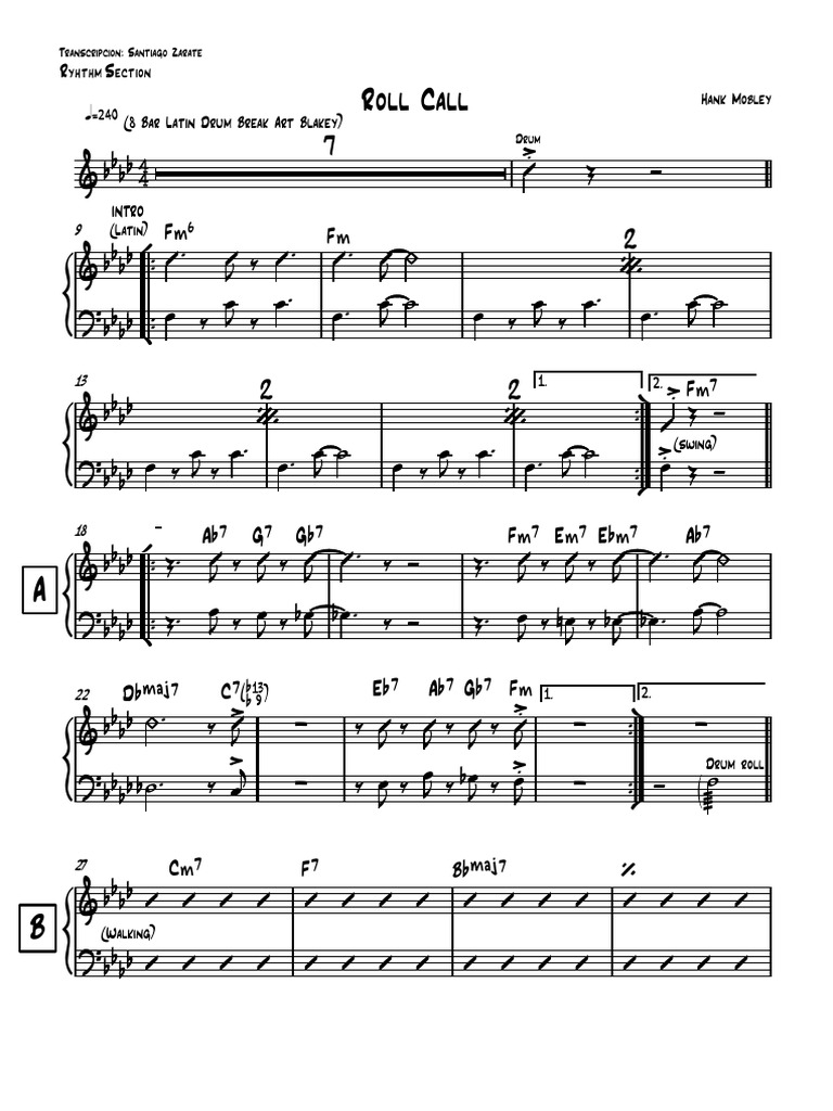 Roll Call - Ryhthm Section | PDF