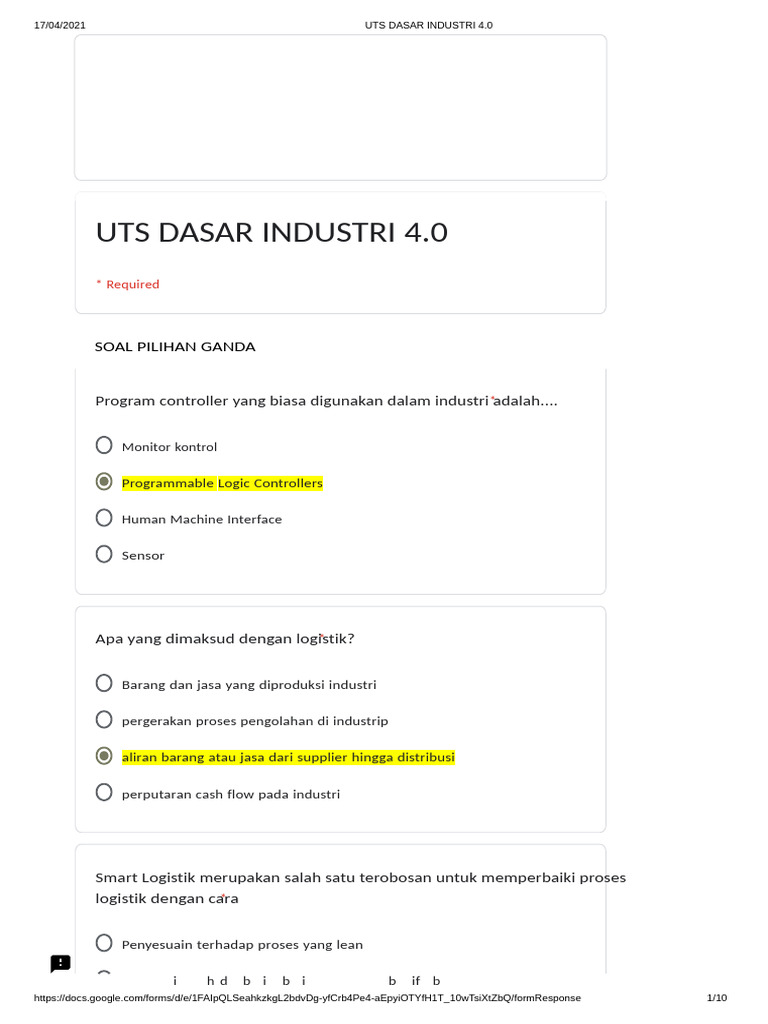 UTS DASAR INDUSTRI 4.0 Pak David | PDF | Komputer