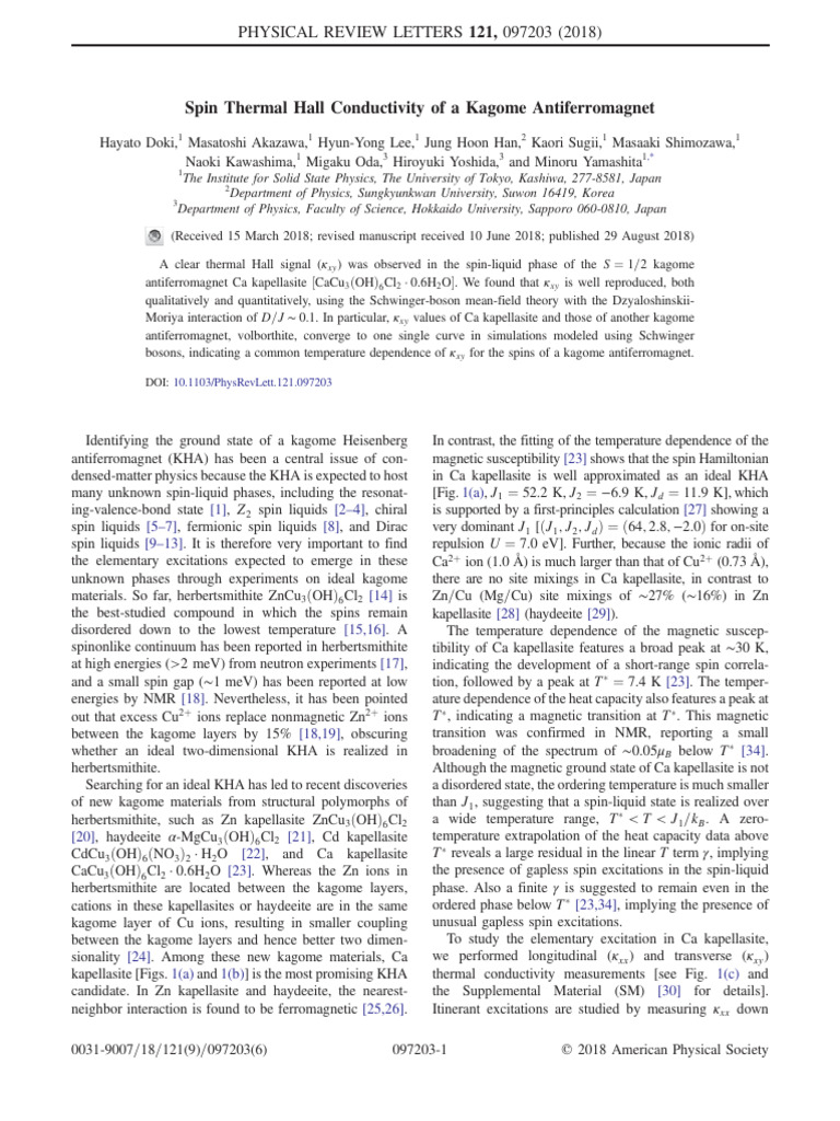 Physical Review Letters 121, 097203 (2018) | PDF | Spin (Physics ...