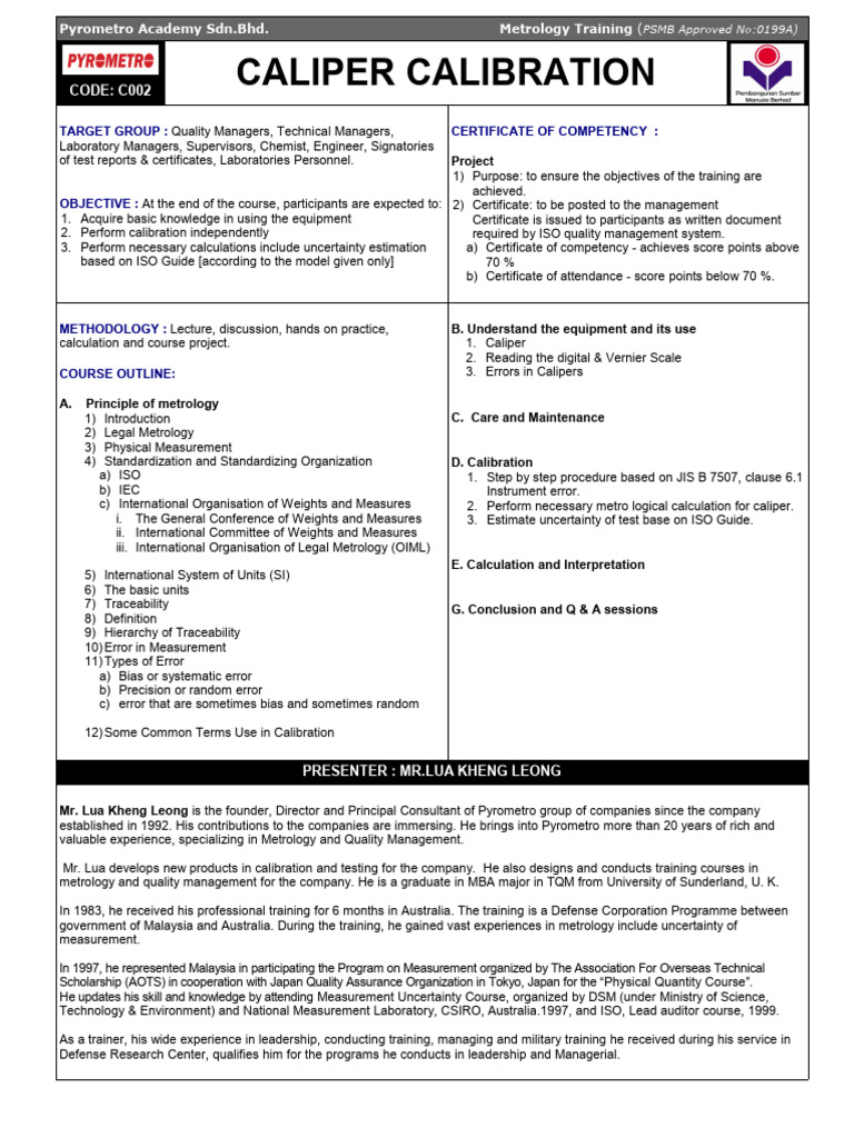 Caliper Calibration | PDF | Metrology | Calibration
