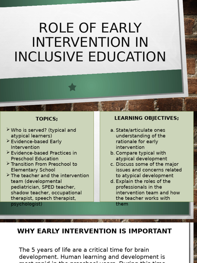 Early Intervention in Inclusive Education | PDF | Special Education ...