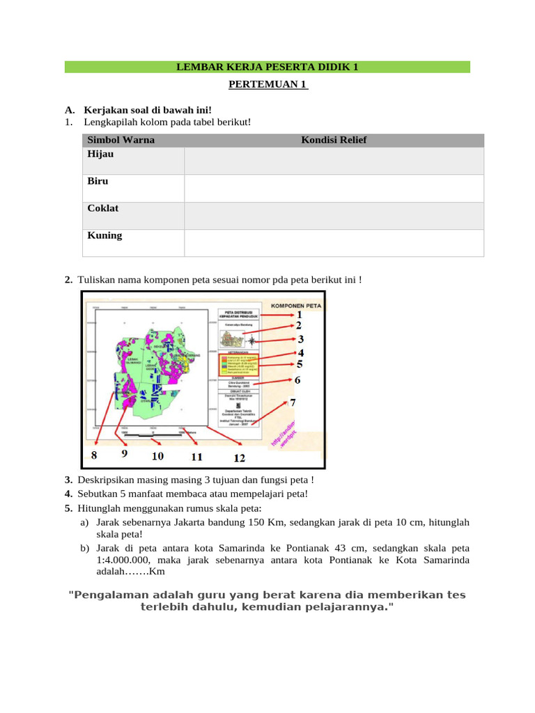 Lembar Kerja Peserta Didik 1 Peta, PJ Dan Sig | PDF