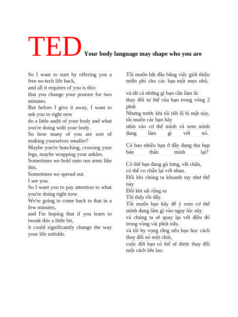 TEDYour Body Language May Shape Who You Are | PDF