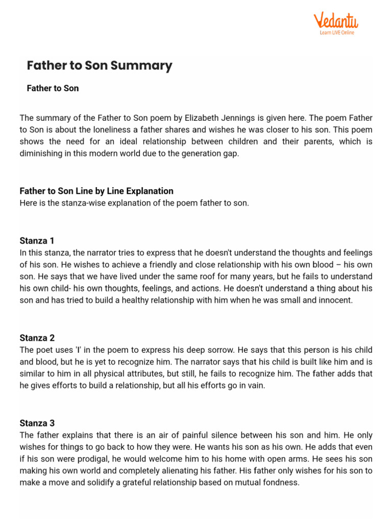 Father To Son Summary | PDF