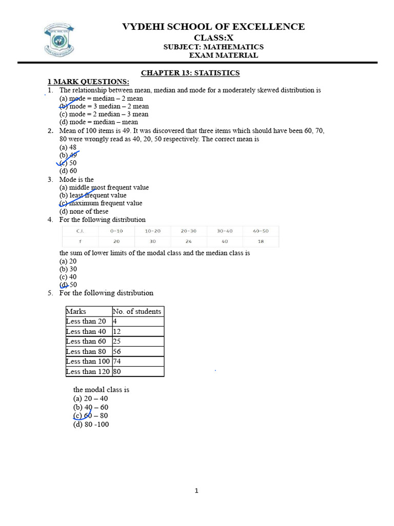Chapter 13 Exam Material | PDF | Mean | Mode (Statistics)
