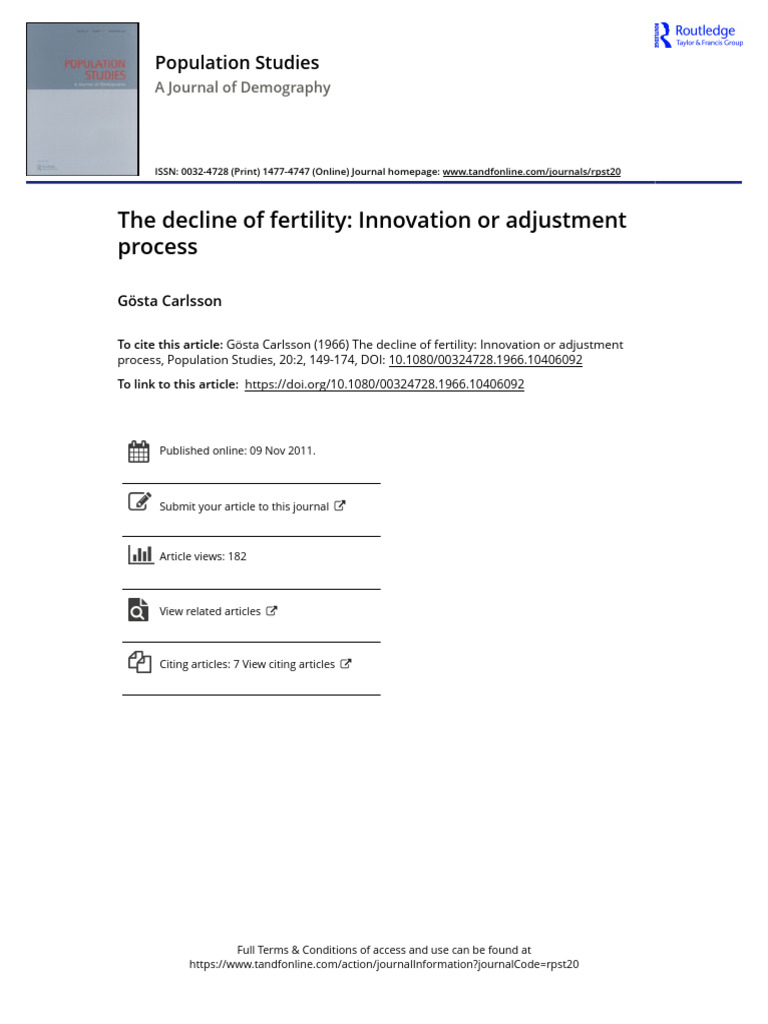 Fertility Decline: Innovation vs. Adjustment | PDF | Least Squares ...