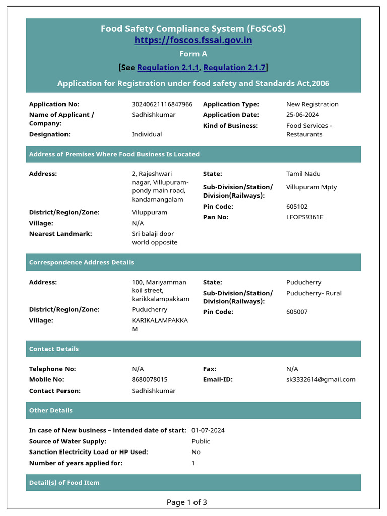 Application | PDF | Foods