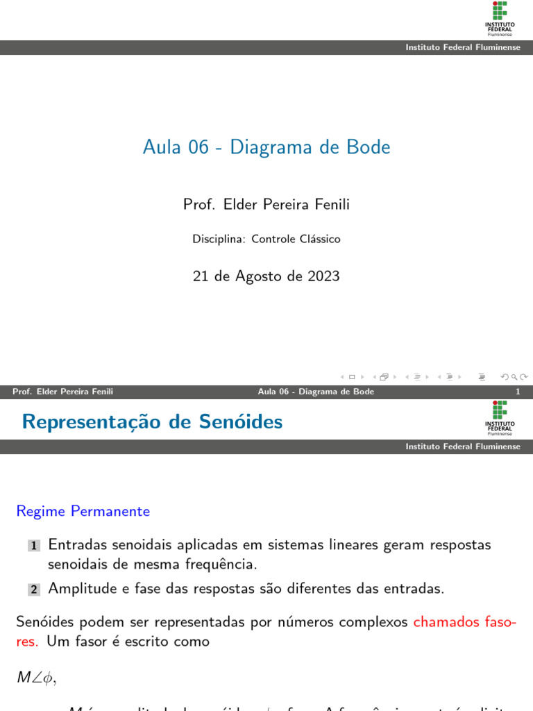 Aula 06 - Diagrama de Bode | PDF | Onda senoidal | Processamento de sinais