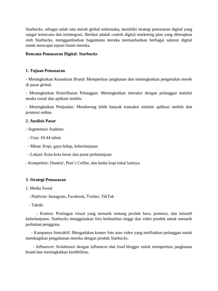 Contoh Digital Marketing Plan | PDF