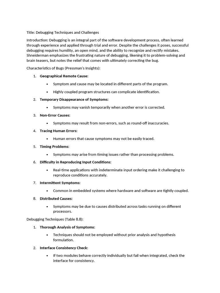 Debugging | PDF | Software Testing | Debugging Debugging | PDF | Software Testing | Debugging