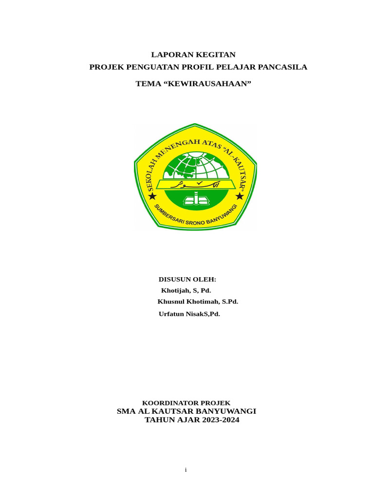 Laporan Kegiatan Projek p5 Kewirausahaan | PDF