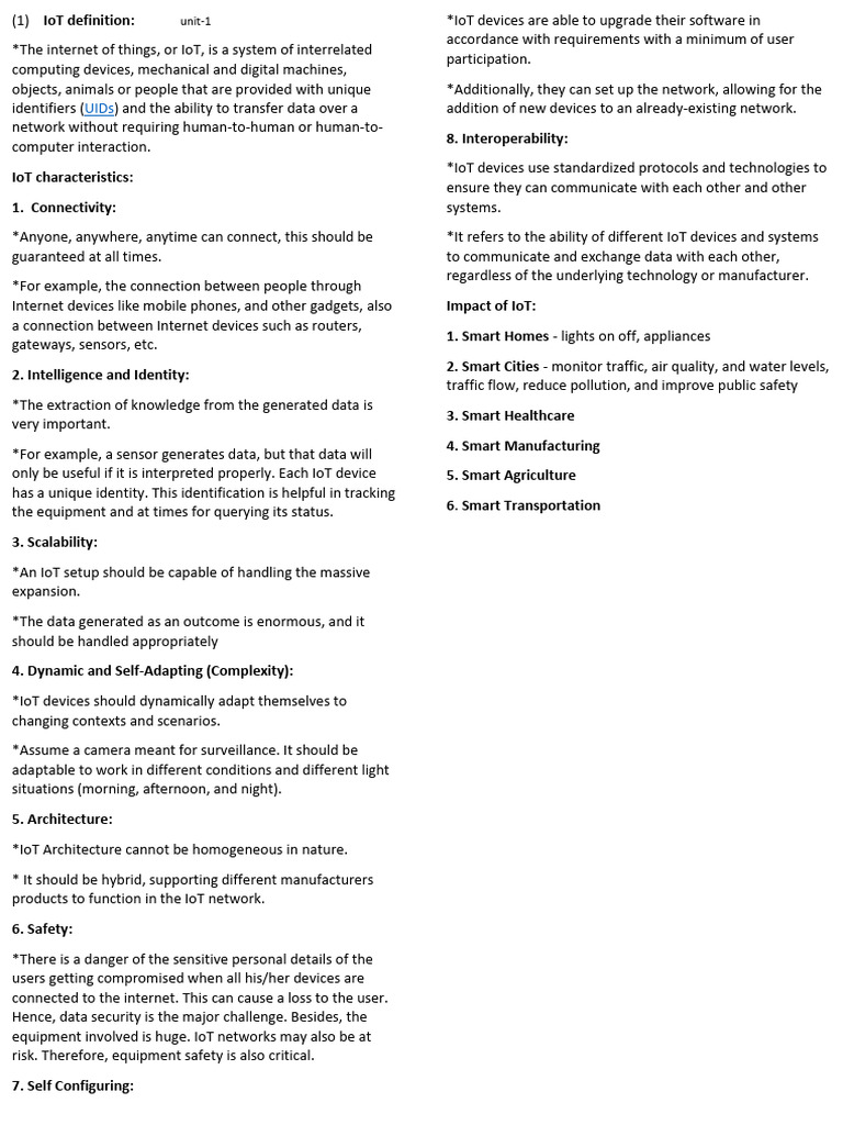 COGNITIVE IOT (Mid-1&u-1,2) | PDF | Neuron | Internet Of Things