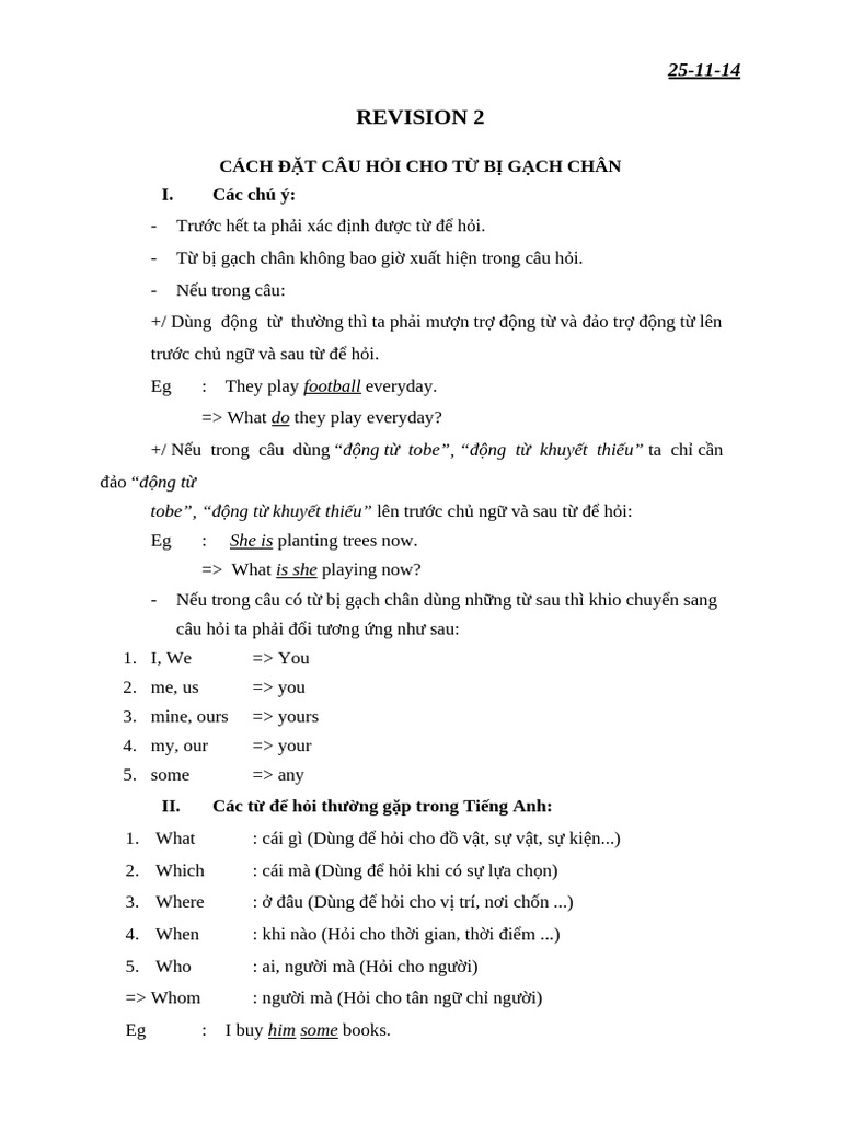 Cach Dat Cau Hoi Cho Tu Gach Chan Va Bai Tap | PDF