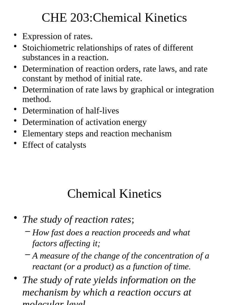 Chemical Kinetics: Rate Laws & Methods | PDF | Reaction Rate | Catalysis