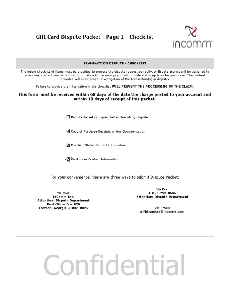 Gift Card Dispute Form 2019 Ok | PDF | Credit Card | Zip Code