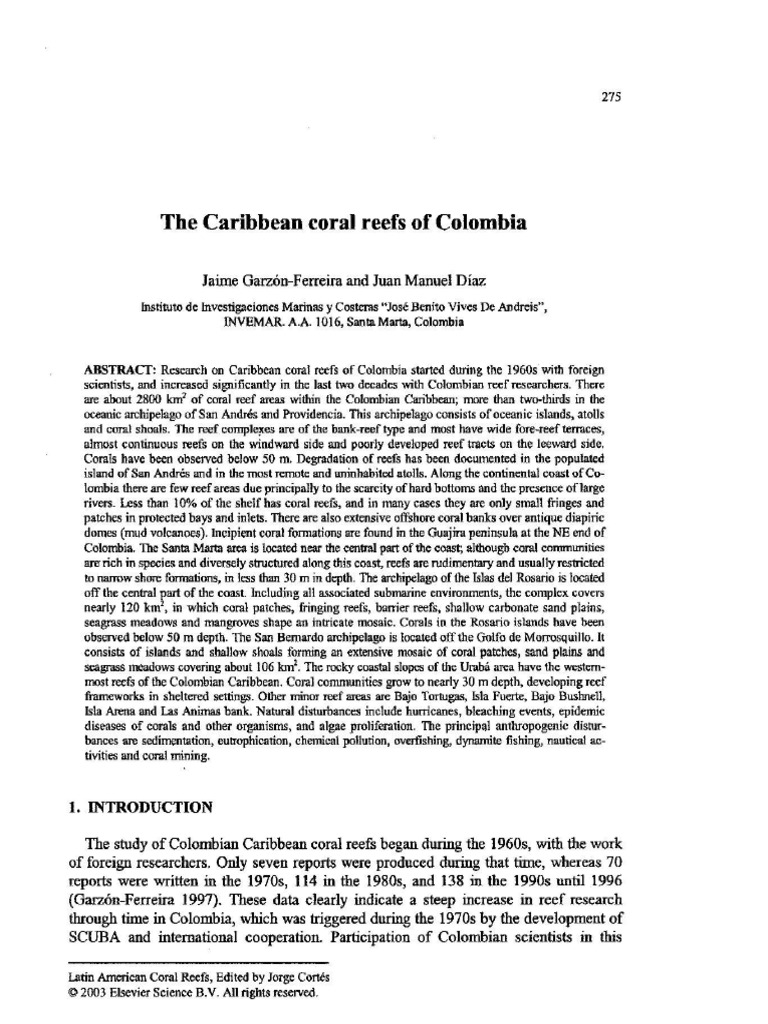 The Caribbean Coral Reefs of Colombia | PDF