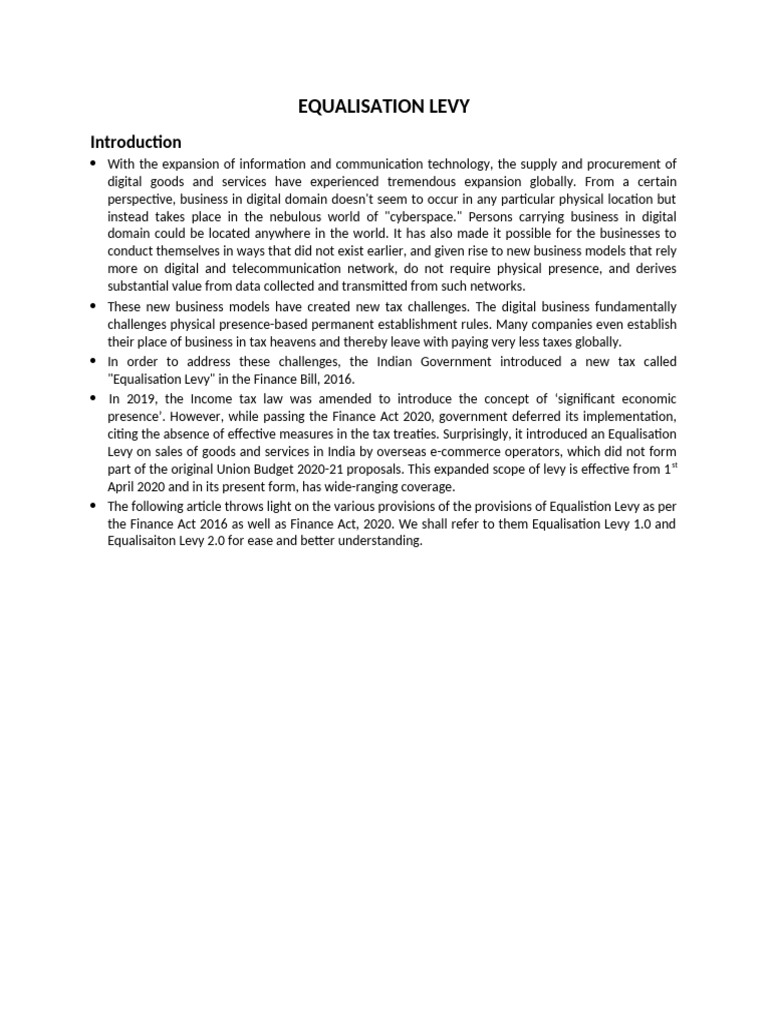 Equalisation Levy | PDF | Taxes | E Commerce