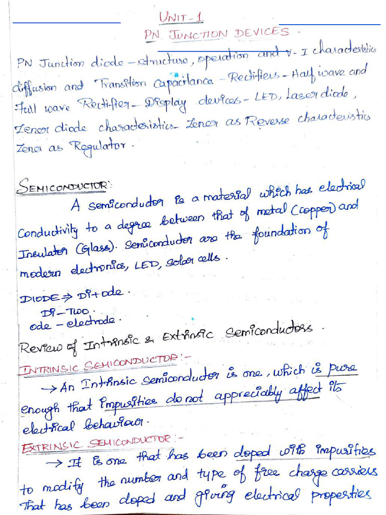 Poriyaan - EC3301 Electron Devices and Circuits PDF (Notes For All Unit ...