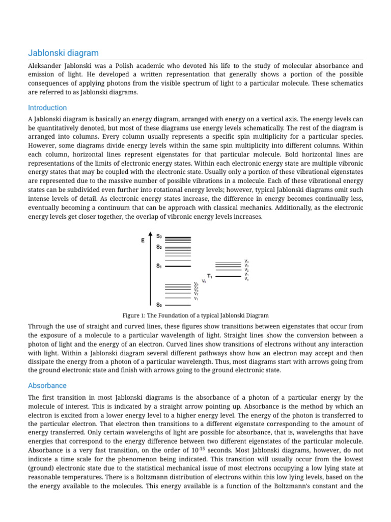 Jablonski Diagram - Chemistry LibreTexts | PDF | Energy Level | Fluorescence