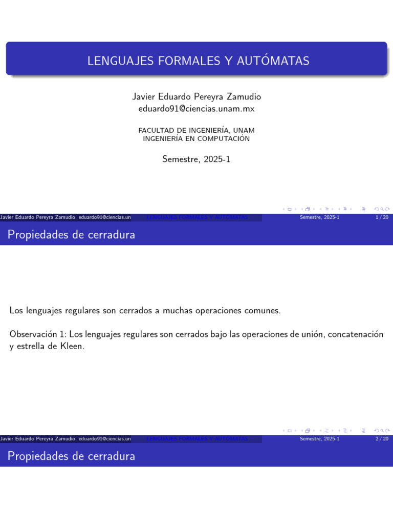 Clases ALF 2025 1 Lenguajes No Regulares | PDF | Gramática | Formalismo (deductivo)