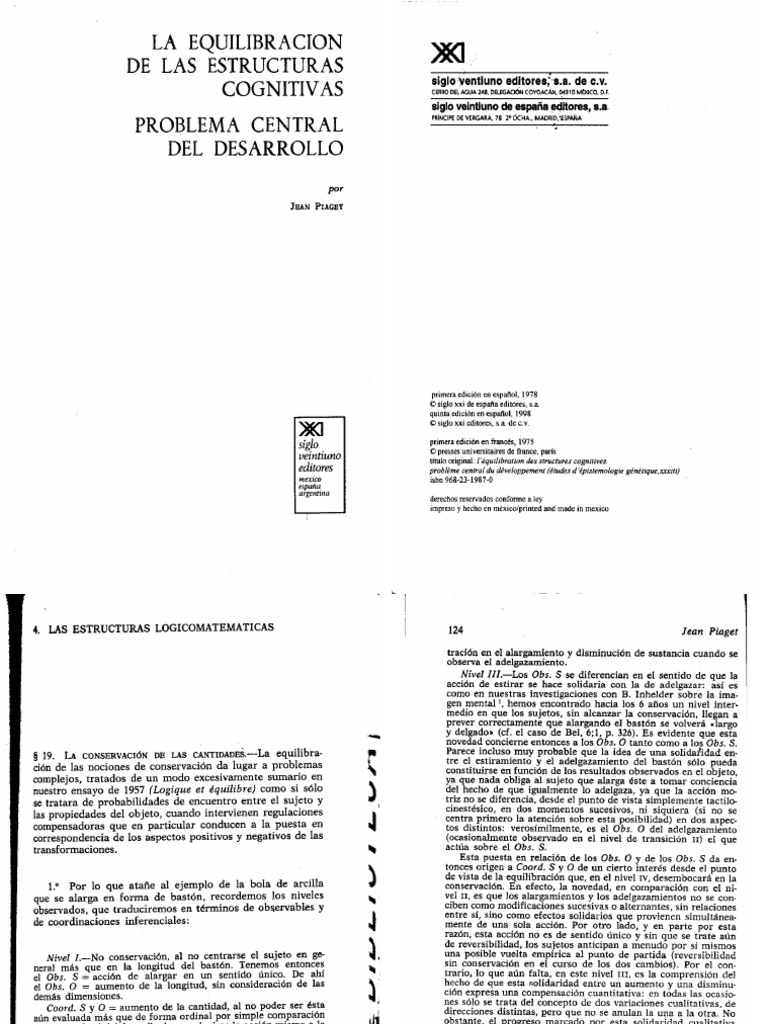 PIAGET: La Equilibracion de Las Estructuras Cognitivas | PDF