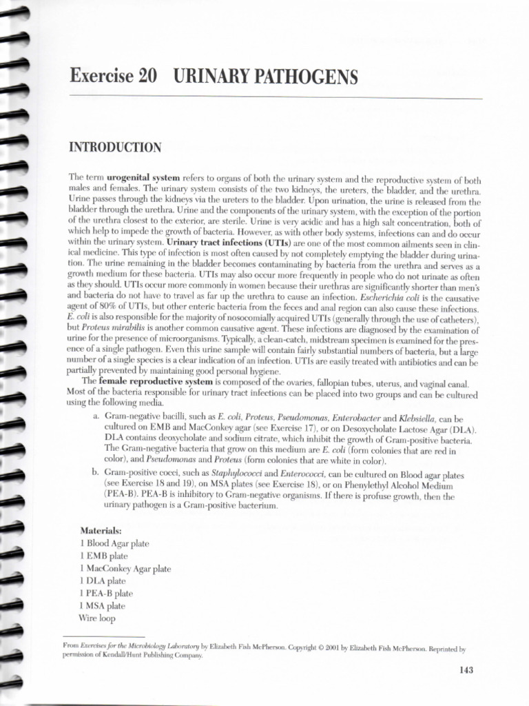 Ex 20 Urinary Pathogens | PDF