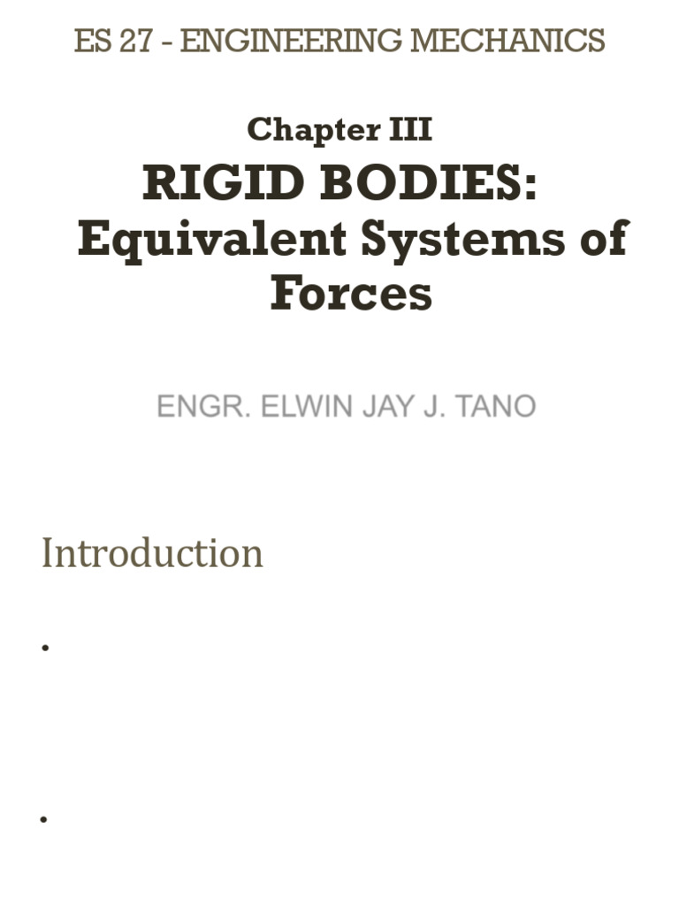 Chapter 3 - Rigid Bodies (Equivalent Systems of Forces) | PDF | Force ...
