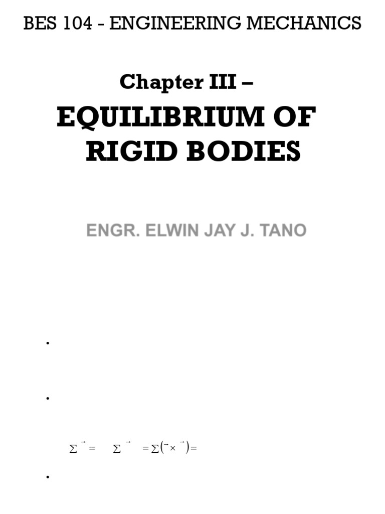 Chapter 3 - Equilibrium of Rigid Bodies | PDF | Force | Equations