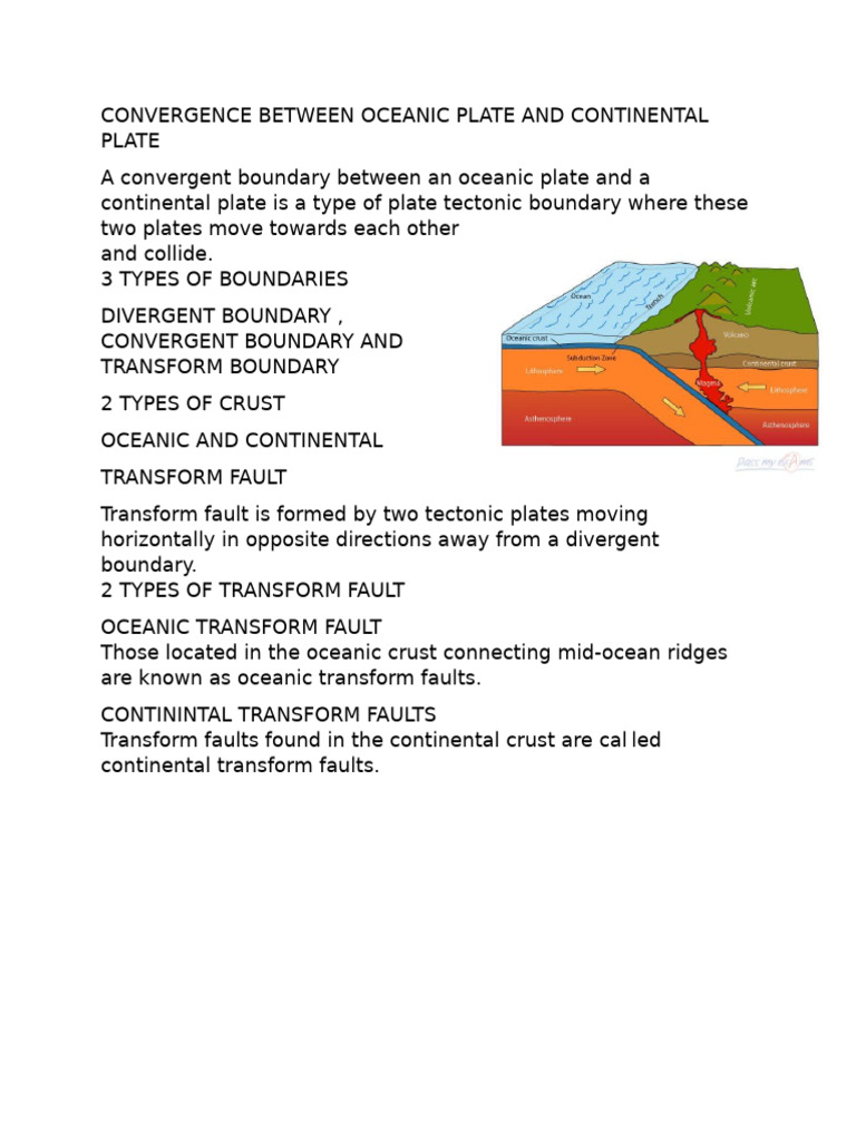 Convergence Between Oceanic Plate and Continental Plate | PDF | Social ...
