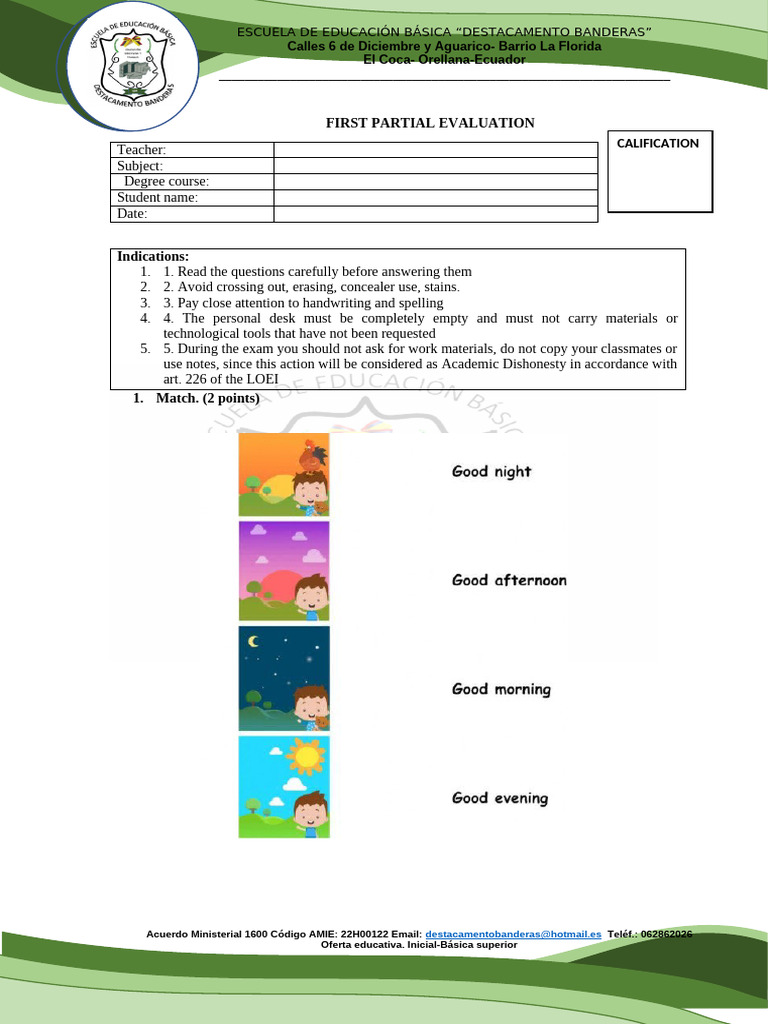 Evaluación I Tri Primero 2024 | PDF