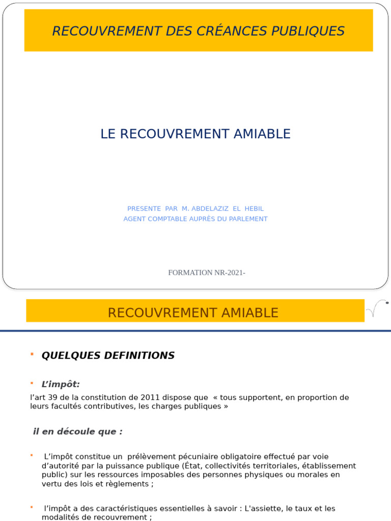 Recouvrement - Amiable-Nr-2021 | PDF | Impôts | Délai de prescription