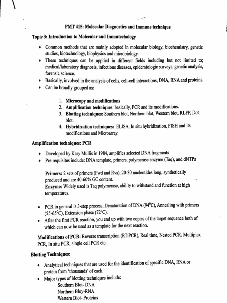 PMT 415 - Introduction | PDF | Polymerase Chain Reaction | Southern Blot