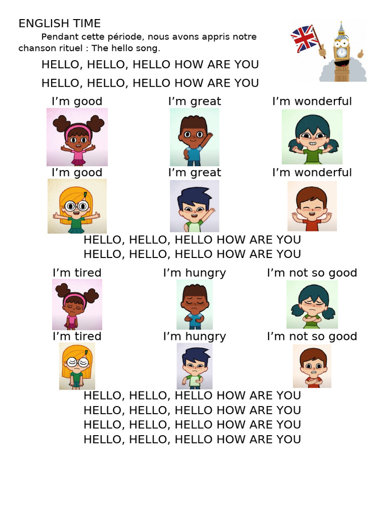 ENGLISH TIME - Hello Song | PDF