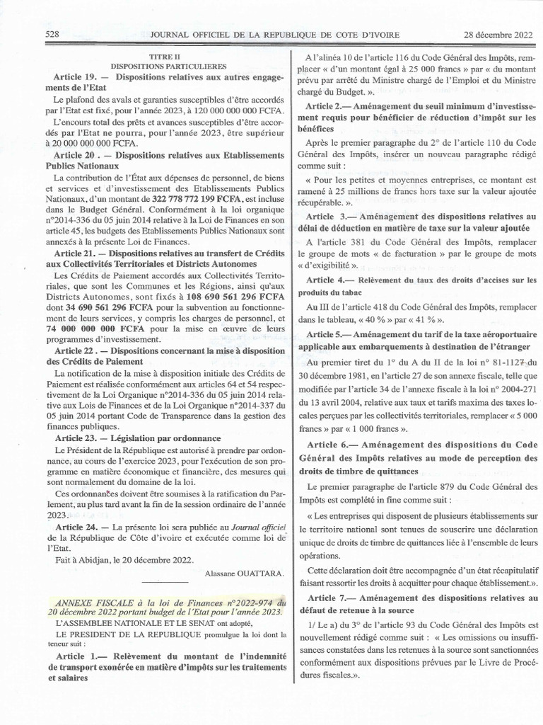 Annexe Fiscale 2023 | PDF