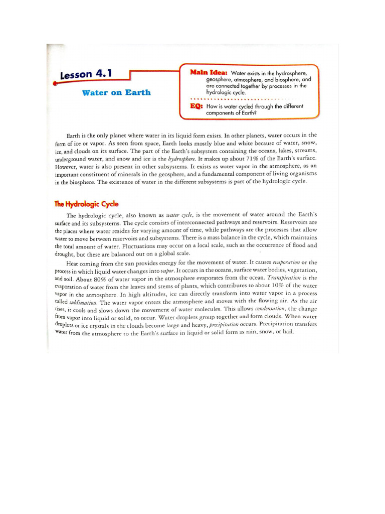 Water On Earth | PDF