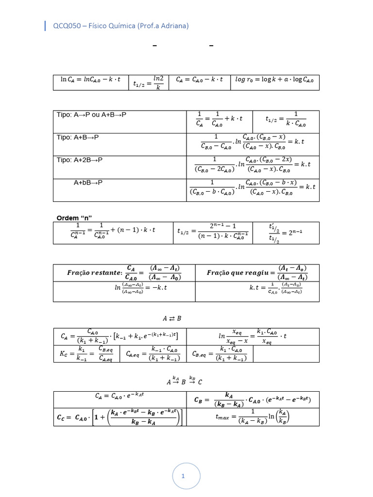 QCQ 050 Formulário 01 v.2 | PDF | Química | Ciências Físicas