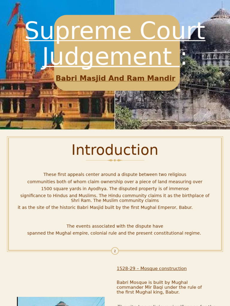 Supreme Court Judgement On Babri Masjid and Ram Mandir | PDF